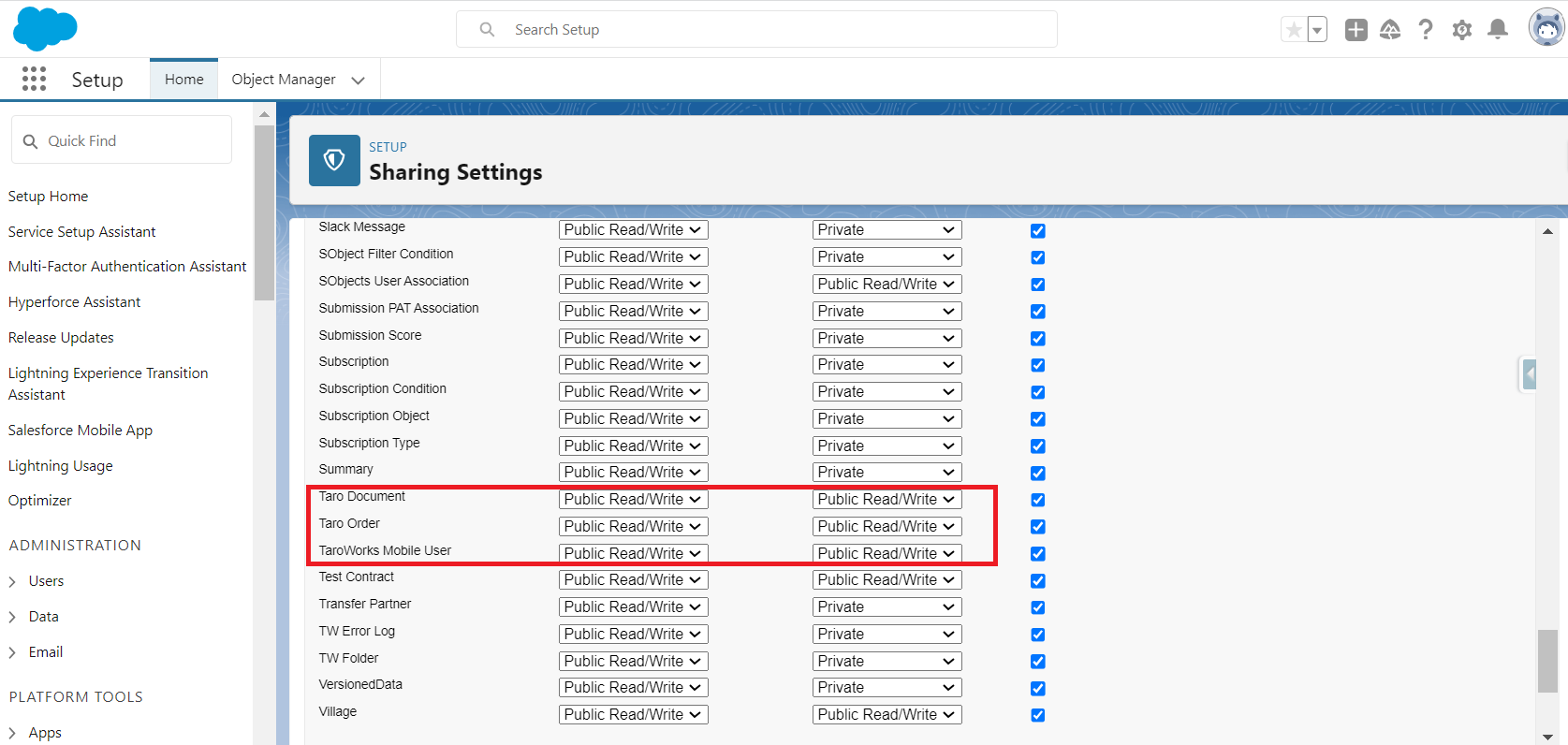 03. Update Sharing Settings for TaroWorks Objects. – TaroWorks Support ...