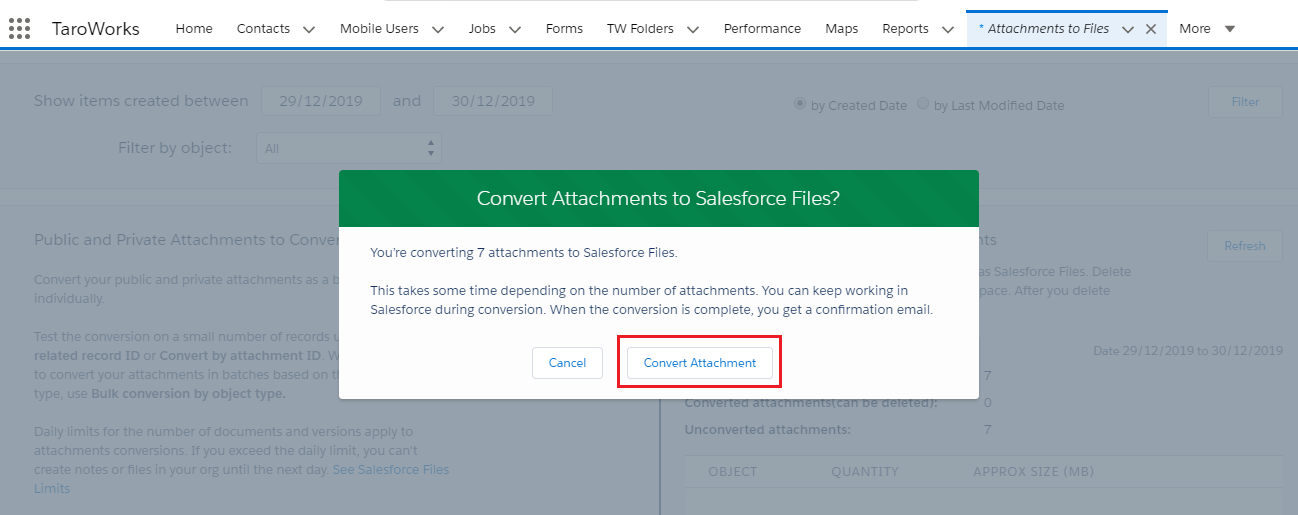 01. Conversion of Attachments to Salesforce Files – TaroWorks Support Center